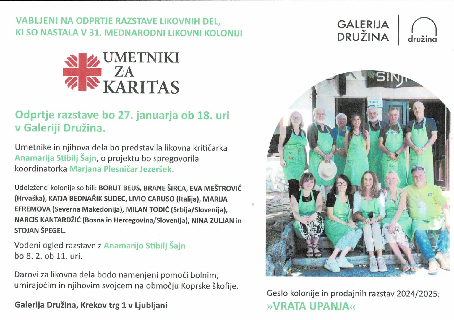 Vabilo na odprtje razstave v Galeriji Družina – Škofijska Karitas Koper